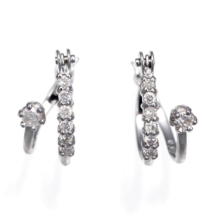 大丸松坂屋 10金ホワイトゴールド 0.1ctダイヤツインハーフエタニティピアス | TBSショッピング