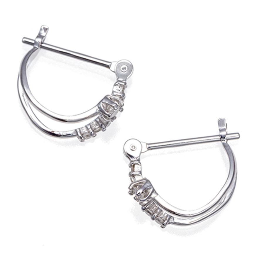 大丸松坂屋 10金ホワイトゴールド 0.1ctダイヤツインハーフエタニティピアス | TBSショッピング